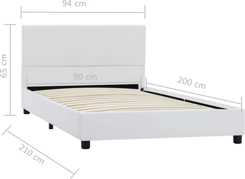 Rám postele bílý umělá kůže 90 x 200 cm 284762