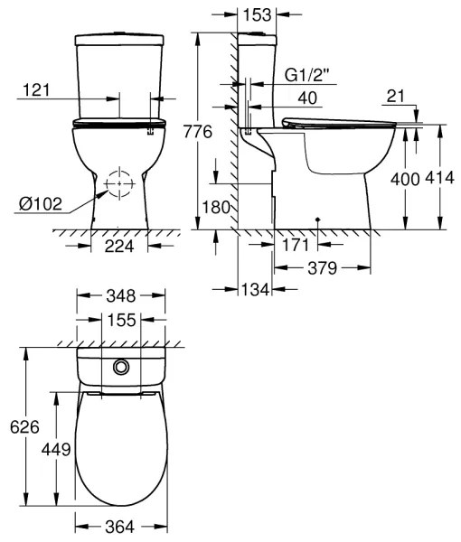 GROHE 39942000 - WC kombi sada BAU CERAMIC keramika/bílá