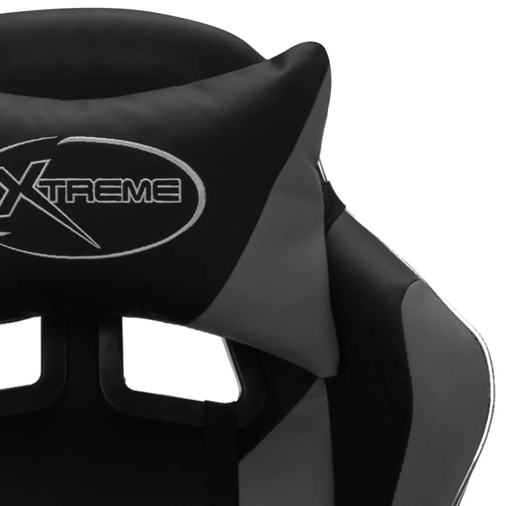 Herní židle s RGB LED podsvícením šedočerná umělá kůže
