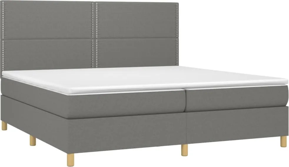 Box spring postel s matrací tmavě šedá 200x200 cm textil 3142282