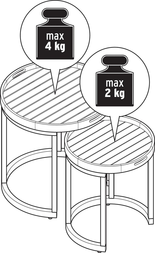 Tchibo - Zahradní odkládací stolky s odnímatelnými podnosy - barva: černá