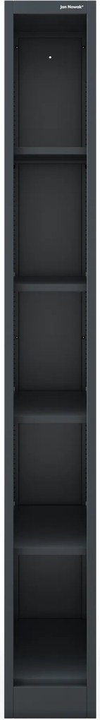 Úzký kovový regál, archivační na dokumenty antracitový: TIM 250 x 1950 x 600 mm