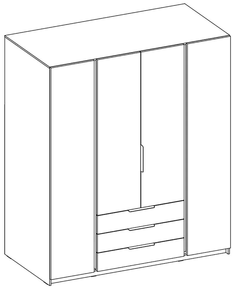 Šatní skříň KAJA 4F 3S | 200 cm | bez zrcadla | VYSOKÁ | evoke