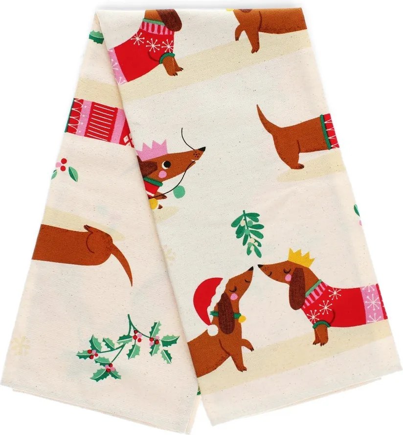 Bavlněná utěrka 70x50 cm Festive Sausage Dog – Rex London