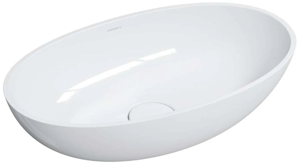 OMNIRES Shell M+ - Umyvadlo na desku 60x35 cm, bez přepadu, bílá SHELLUNBP