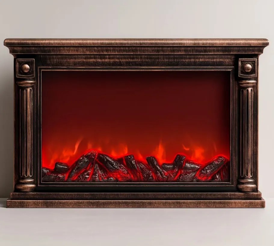 Moderní LED krb s imitací plamene SP-60 - 60x37 cm - měděný