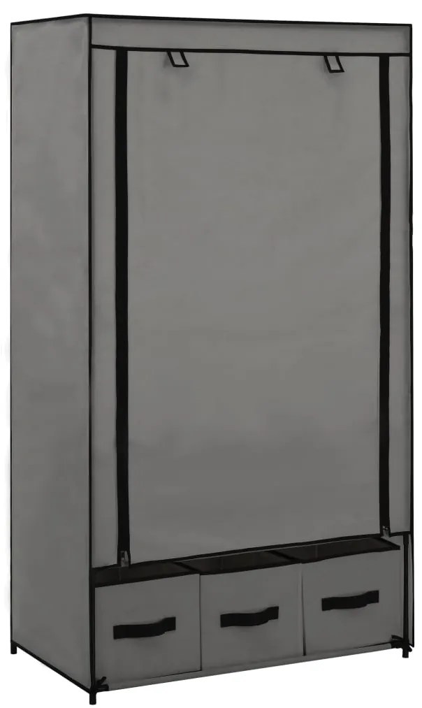 Šatní skříň šedá 87 x 49 x 159 cm textil 282460