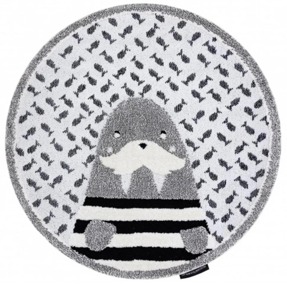 Kusový koberec Mrož šedý kruh 160cm