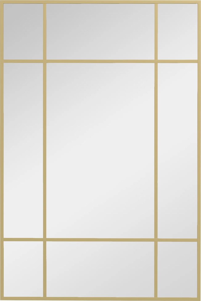 HOMCOM Obdélníkové Nástěnné Zrcadlo 90x60 cm se Zlatým Kovovým Rámem - Dekorativní Zrcadlo do Obývacího Pokoje, Ložnice a Předsíně