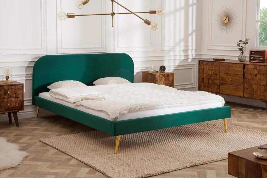 Manželská postel Lena 140 x 200 cm - zelený samet