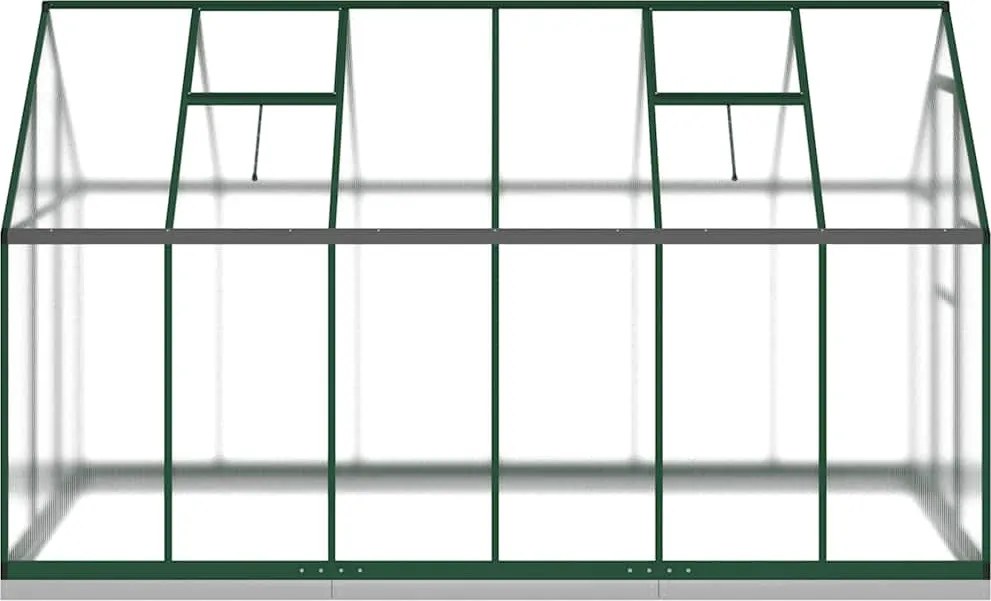 Skleník s podkladovým rámem zelený 334 x 169 x 202 cm hliník 3266330