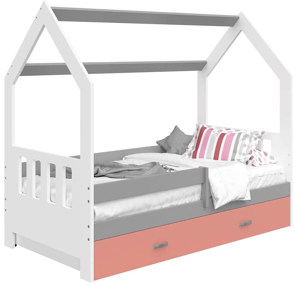 Dětská postel Domeček 160x80 D3C bílá s roštem