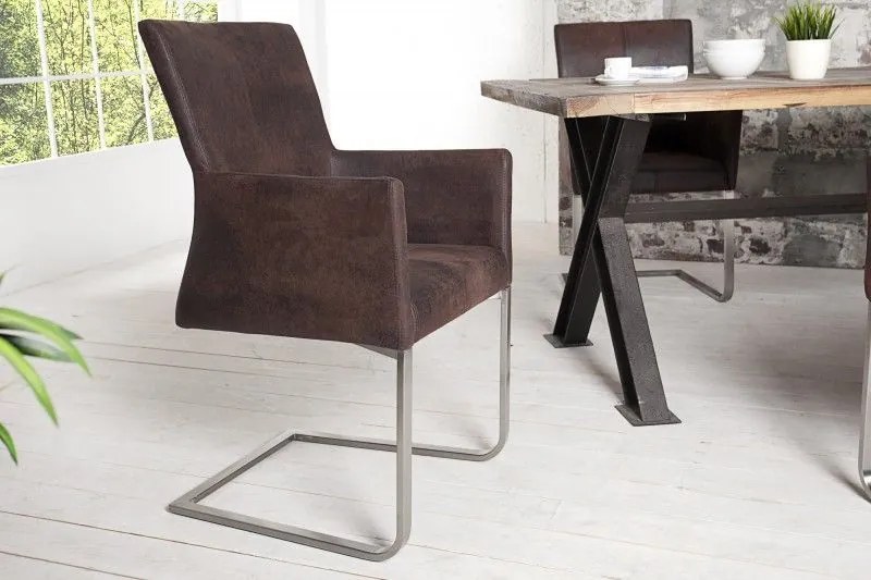 Deflee židle SAMSON DARK COFFEE II ZDL35787mikrovlákno, broušená ocel  60 cm x 95 cm x 60 cm