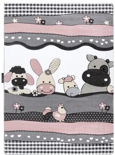Dywany Łuszczów Dětský kusový koberec Petit Farm animals pink ROZMĚR: 180x270