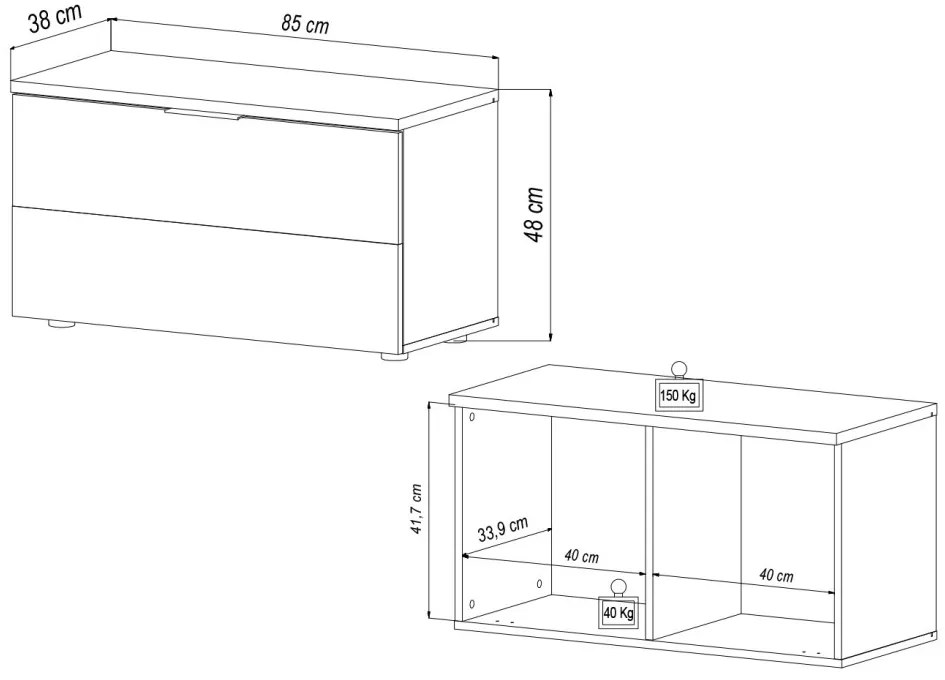 Předsíňová lavice s botníkem Milan, dub artisan/šedá