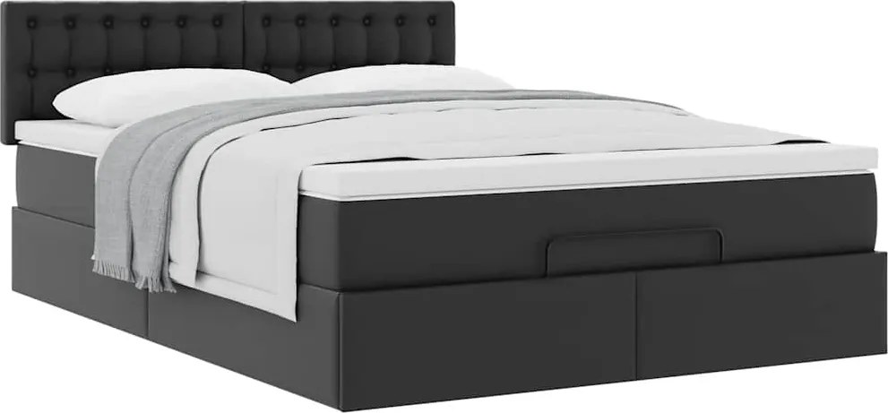 Osmanský rám postele s matrací černá 140x190cm umělá kůže 3311303