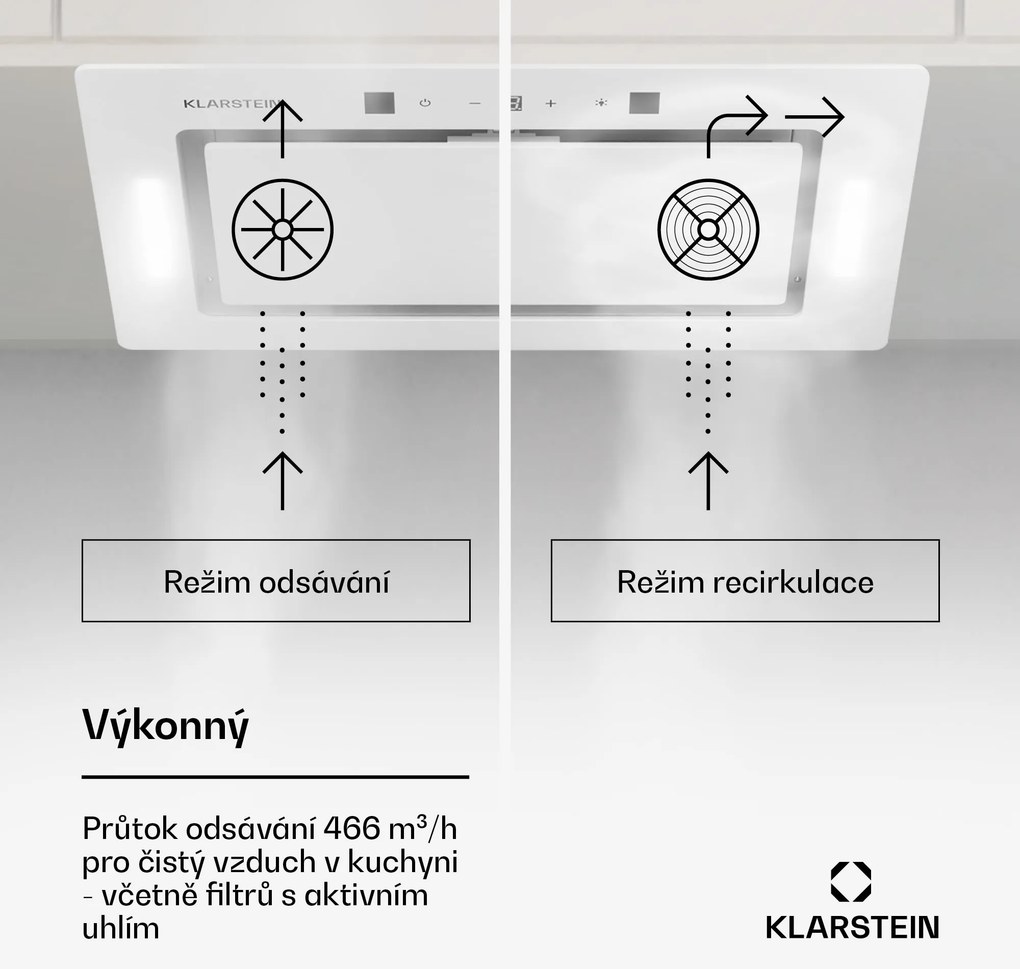 Klarstein Hektor Eco, digestoř, 60 cm, 466 m³/h, dotykové ovládání, sklo