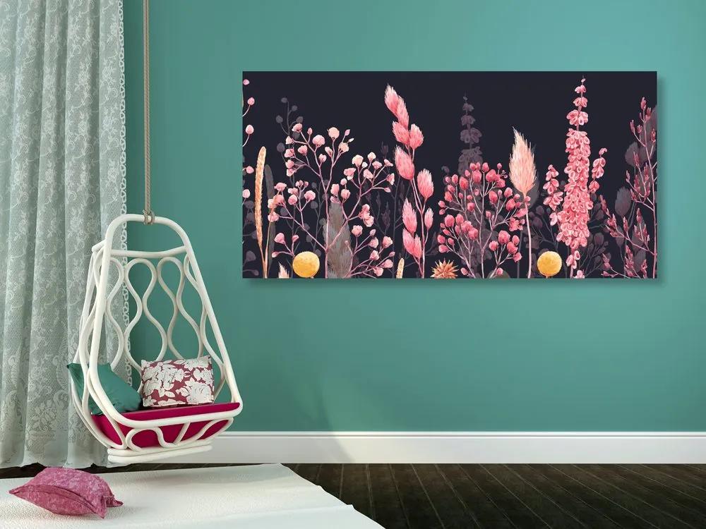 Obraz  variace trávy v růžové barvě Varianta: 120x60