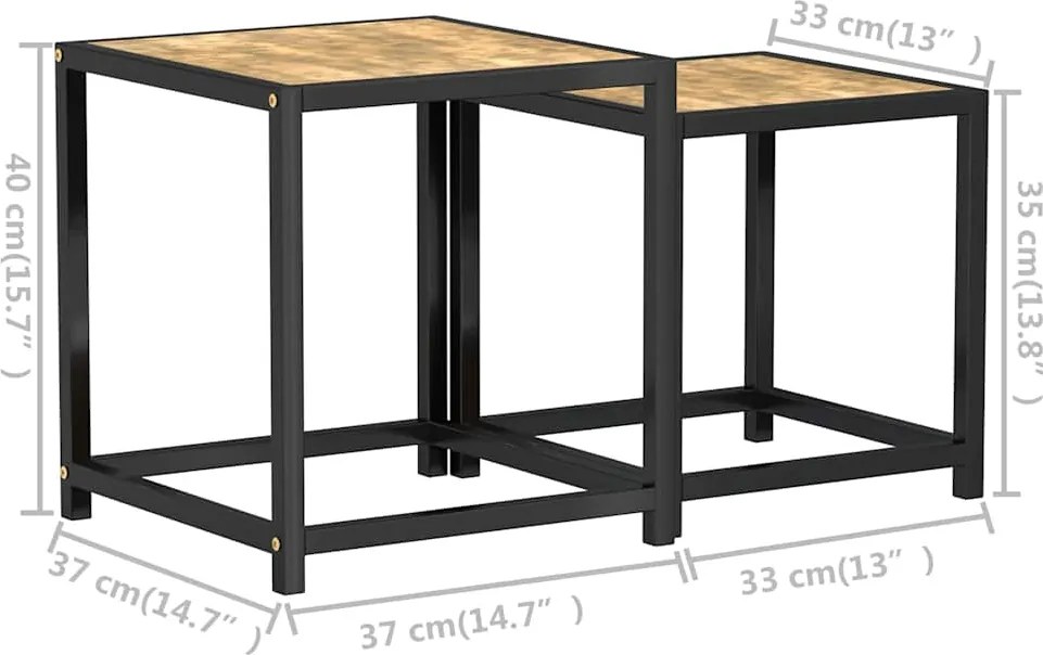 Čajové stolky 2 ks MDF černé a žluté 331656