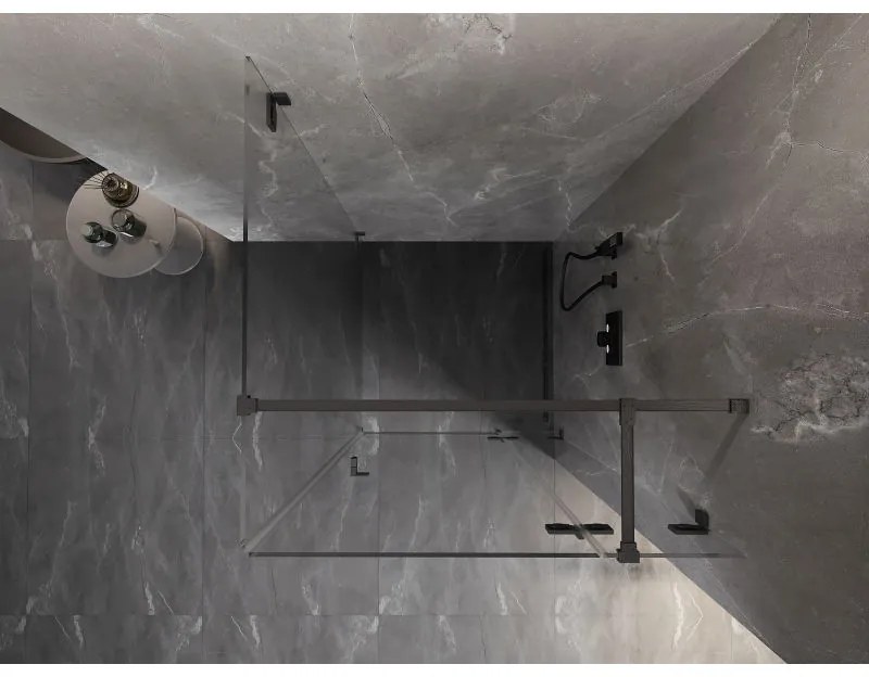 Mexen Lunar T, výklopný sprchový kout pravý 110 x 110 cm, 8mm čiré sklo, profil grafit broušený, 834T-110-110-66-00-P