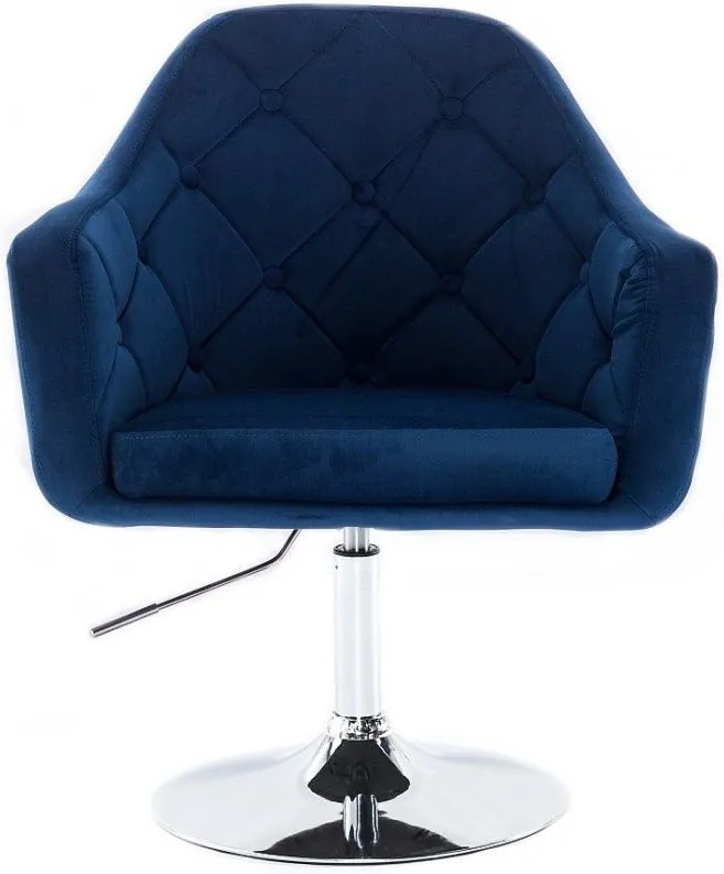LuxuryForm DESIGN Otočné křeslo ANDORA VELUR na stříbrném talíři - modré
