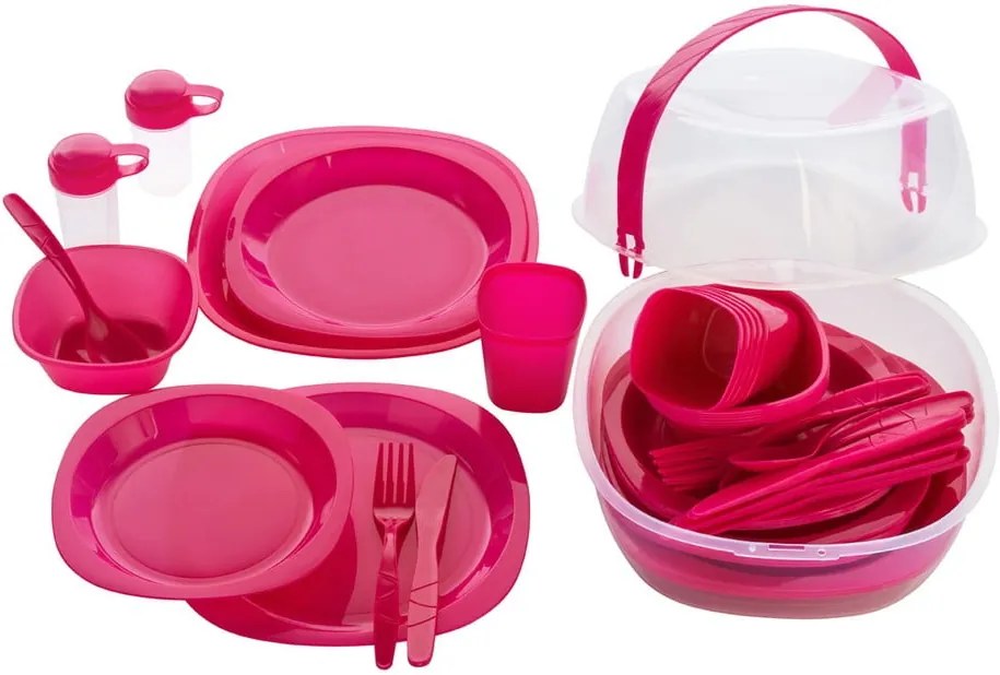Pikniková sada Premier Housewares Hot Pink, 51 ks