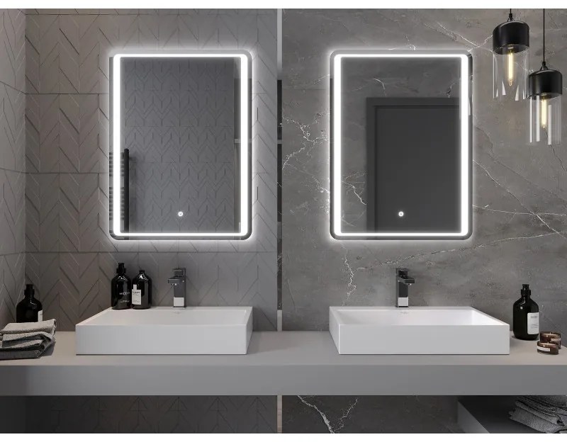 Mexen Zusa, LED koupelnové zrcadlo s podsvícením 60x80 cm, 6000K, ochrana proti zamlžování, 9808-060-080-611-00