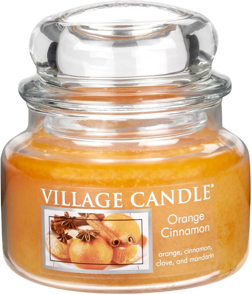 VILLAGE CANDLE Svíčka ve skle Orange Cinnamon - malá, oranžová barva, sklo