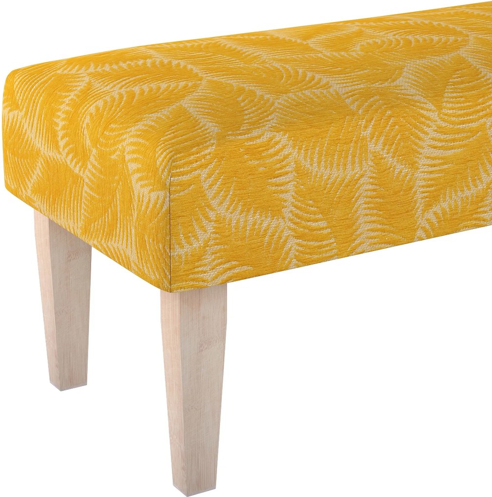 Dlouhá lavička 100x40cm barva žlutá látka pletený vzor, vzorované