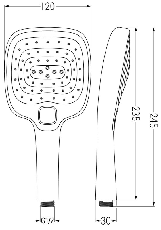 Mexen příslušenství - hlavice ruční sprchy Oval R-17, 3-funkce, chromová-bílá, 79517-02