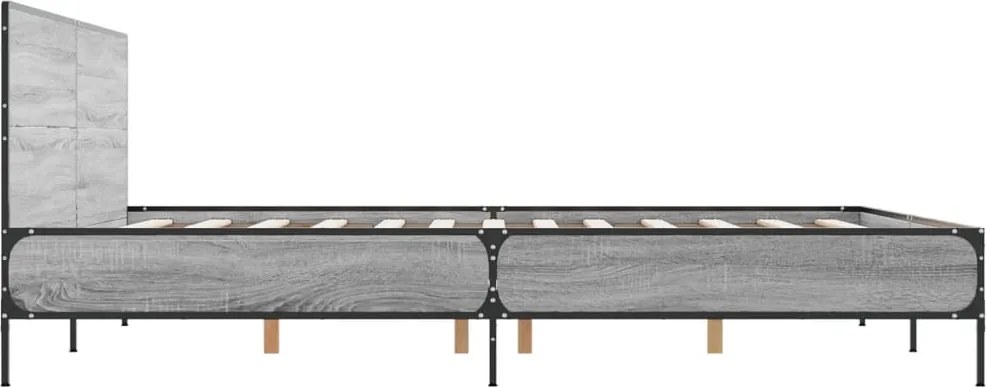 Rám postele šedý sonoma 135 x 190 cm kompozitní dřevo a kov 3280030