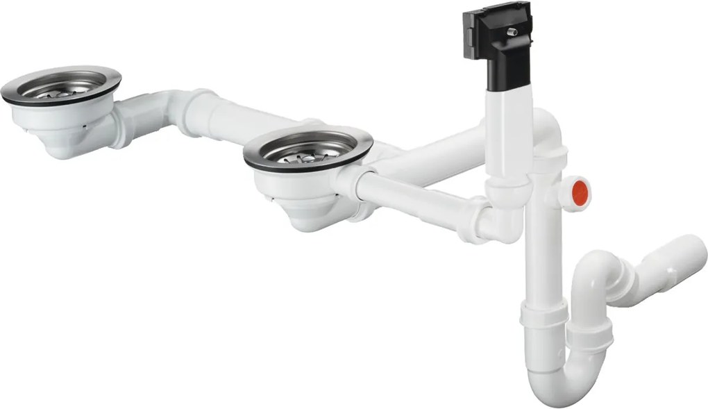 Hansgrohe D17, ručně ovládaná odtoková a přepadová souprava pro granitový dvoudřez, chromová, HAN-43928000