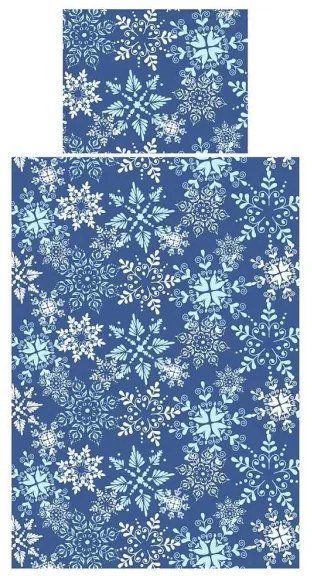 DADKA Povlečení krep Snowflakes šedomodré 140x200, 70x90 cm