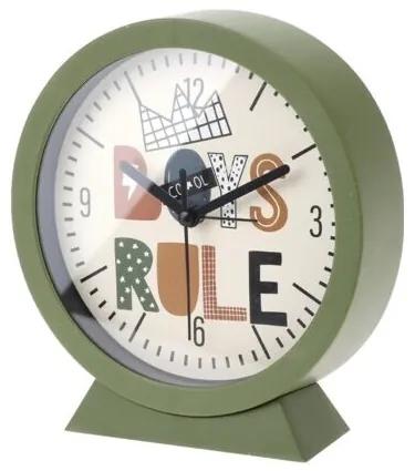 Dětské stolní hodiny, Boys Rule, zelená, pr. 15 cm