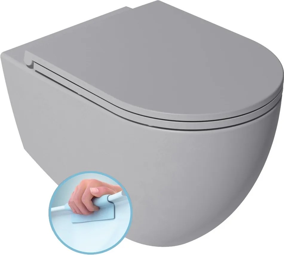 Isvea Isvea, INFINITY závěsná WC mísa, Rimless, 36,5x53cm, stone grey, 10NF02005-2V