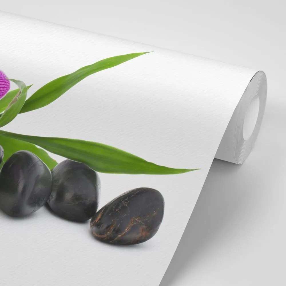Samolepící tapeta fialová orchidej v Zen zátiší