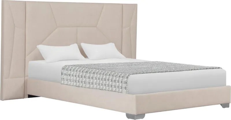 Postel ALTESA 160x200 s roštem a LED osvětlením, béžová Velvet látka Kondela 0000408415