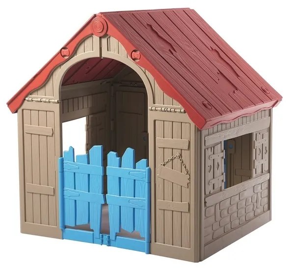 Dětská domek KETER FOLDABLE PLAY House béžová/červená/modrá