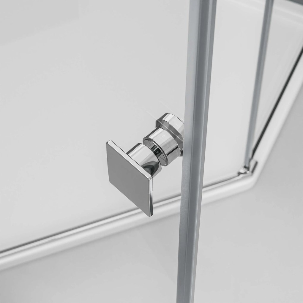 Sprchový kout pětiúhelníkový EX4158 mm - Nano real glass - 80 x 80 x 195 cm - barva profilu chrom