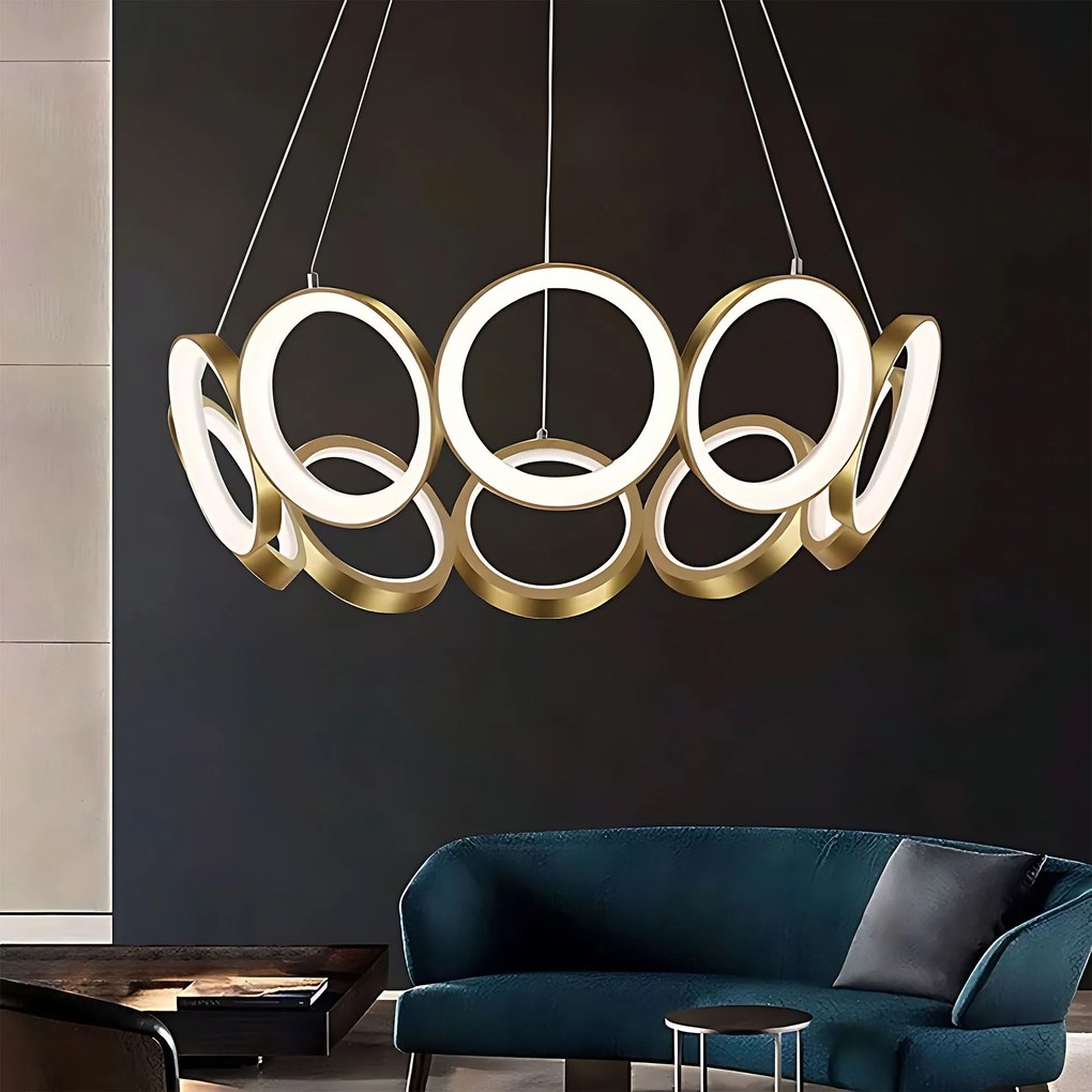 Toolight Toolight, LED závěsné svítidlo 80cm, 70W, 4000K, 3269lm, APP1800-CP, zlatá matná, OSW-09667