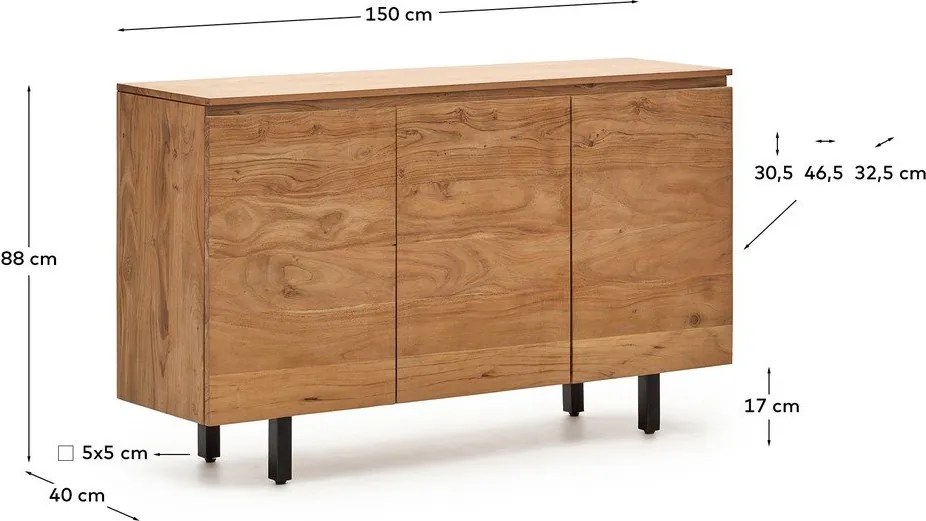 Komoda z masivu akácie v přírodní barvě 150x88x40 cm Uxue – Kave Home