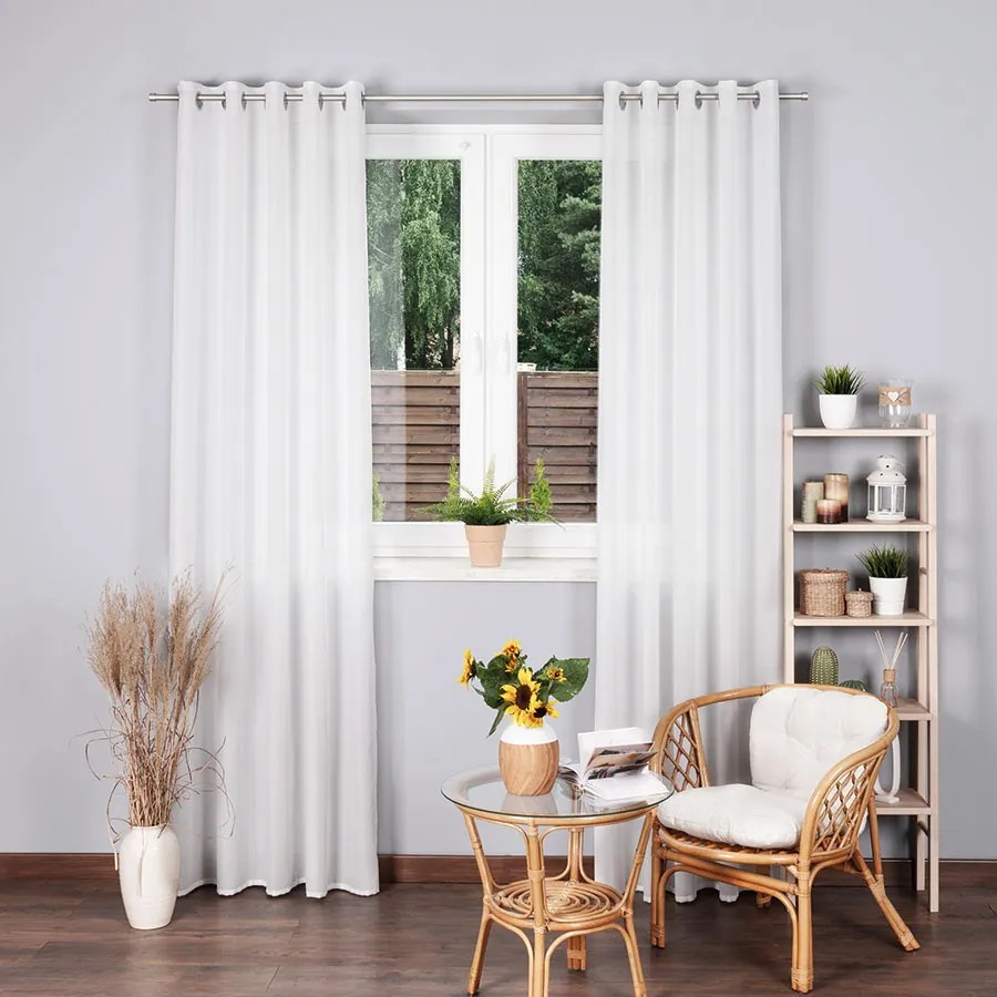 MARKIZETA Záclona 145x250 Základní bílá připravená na průchodky TD0005/ZGP/010/145250/1