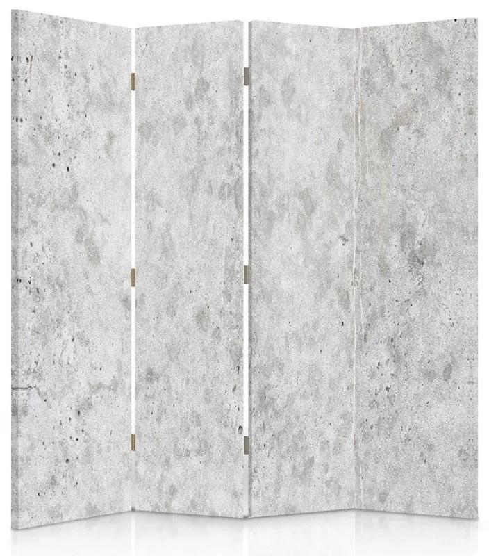 Ozdobný paraván, Světlý beton - 145x170 cm, čtyřdílný, klasický paraván
