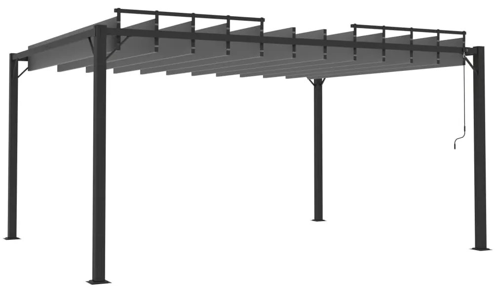 vidaXL Marketos Altán s lamelovou střechou 3 x 4 m antracitová tkanina a hliník