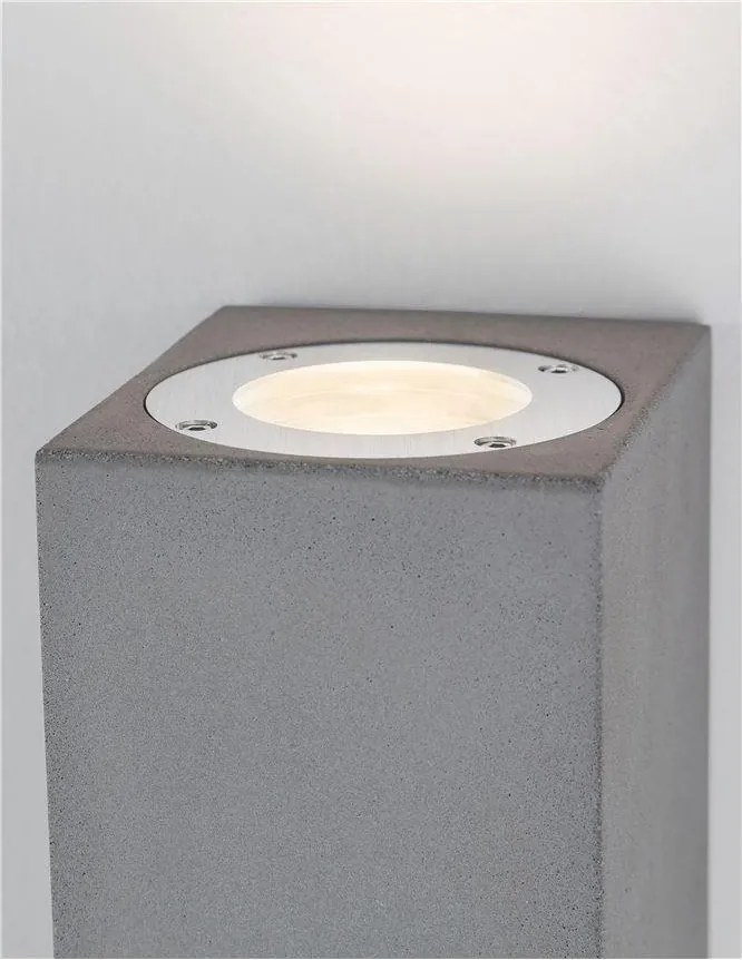 NV 9790552 Venkovní nástěnné svítidlo FUENTO šedý beton skleněný difuzor GU10 2x7W IP65 100-240V bez žárovky světlo nahoru a dolů - NOVA LUCE