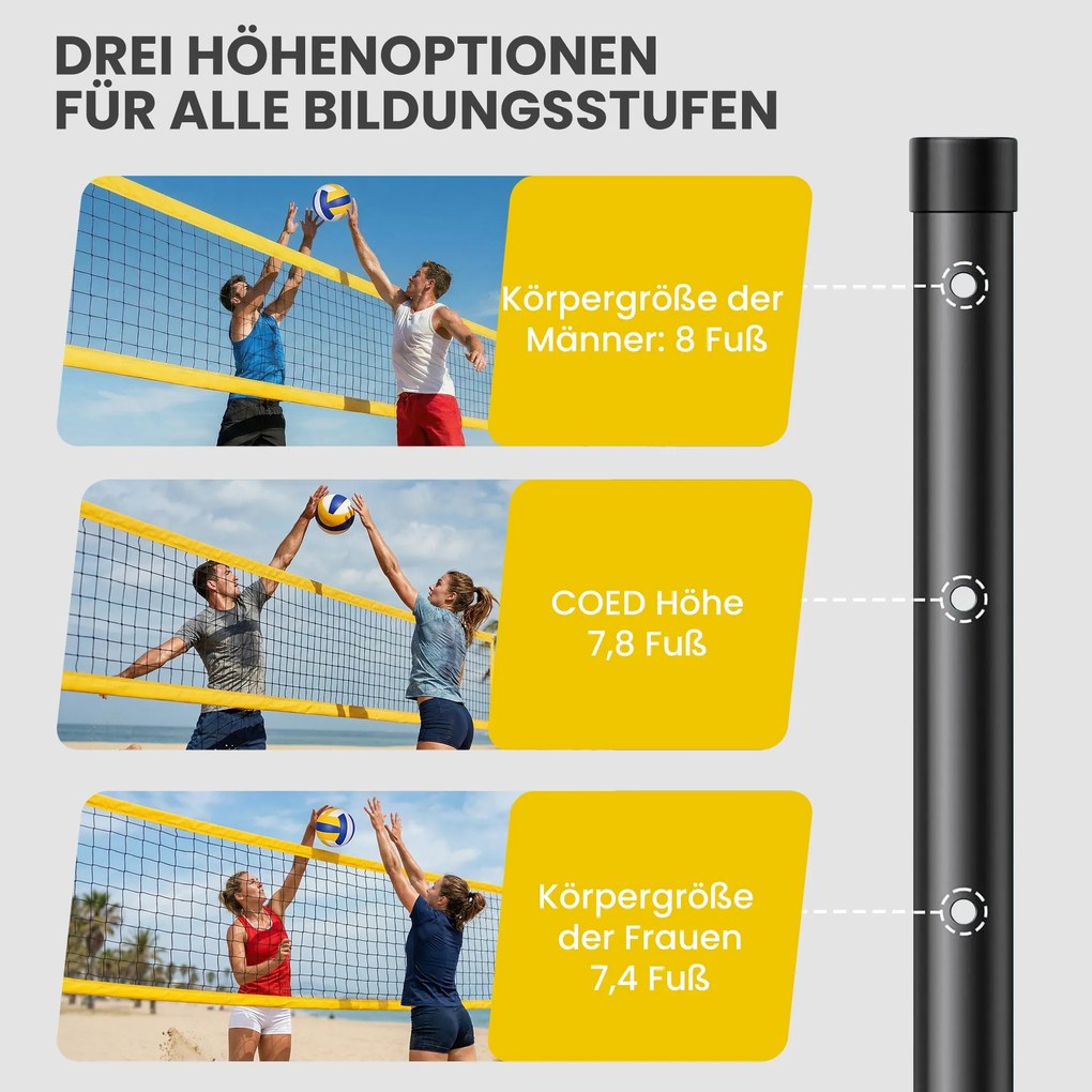 SPORTNOW sada pro badminton a volejbal – nastavitelná síť s výškově nastavitelnými ocelovými tyčemi, přenosný set s míčem a taškou (do interiéru i ve…