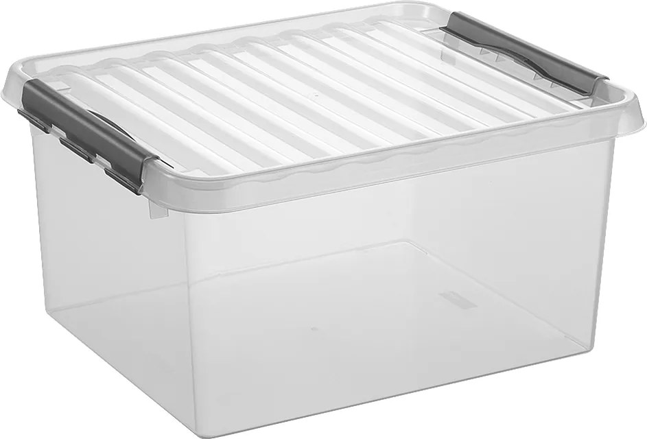 Box s víkem Q-Line, 50 × 40 × 26 cm, 36 l, transparentní