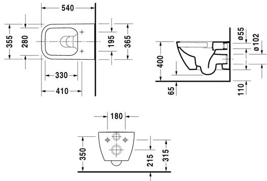 Duravit Happy D.2 WC závěsné Rimless, antracitová matná 2222098900