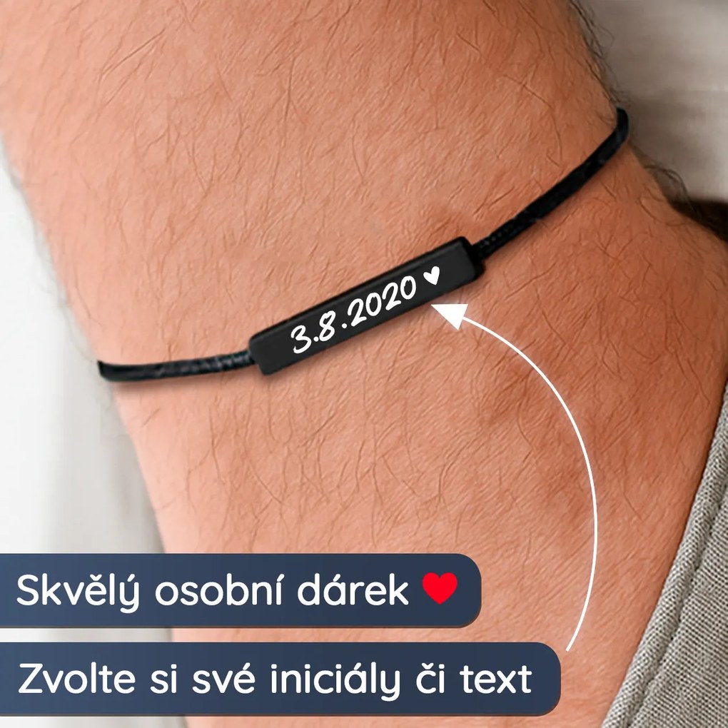 Ahome Ahome CZ Elegantní černý náramek - S vlastním textem YC_900