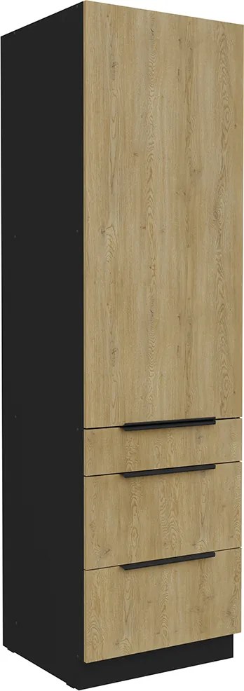 CREMONA cc | vysoká skříňka 60 DKS-210 3S1F potravinová | UNI DVÍŘKA | 60 cm | PREMIUM BOX | černá/cremona